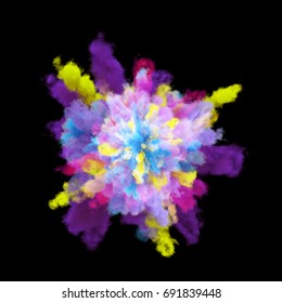3d Render Explosion Colored Powder Colorant Stock Illustration 691839940