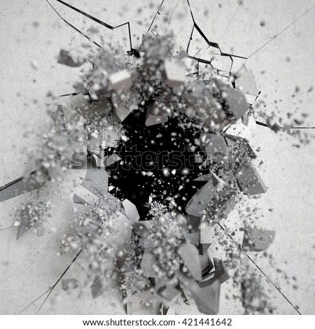 3 D Render Explosion Cracked Concrete Wall Stock Illustration 421441642 ...