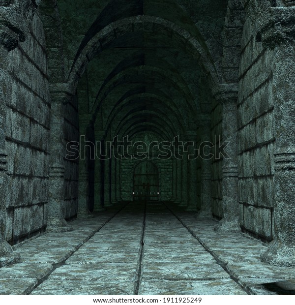 3d Render Fantasy Cistern Background Stock Illustration 1911925249 ...