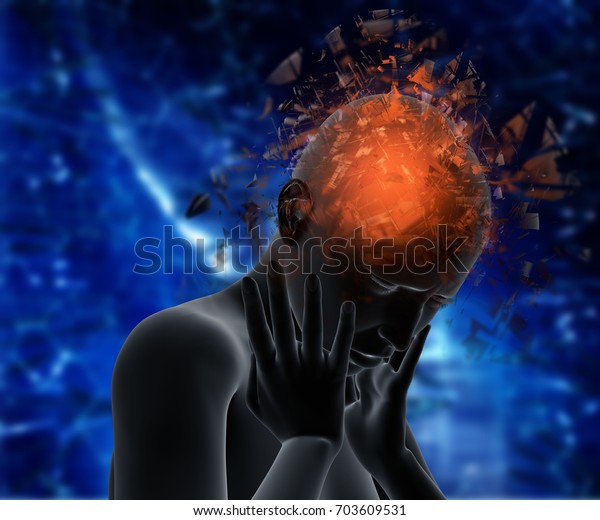 3d Render Female Head Shattering Depicting Stock Illustration 703609531 ...