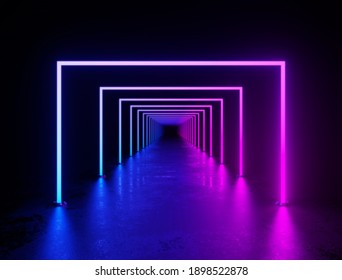 3d Render Flight Through Neon Portal Stock Illustration 1898522878 ...