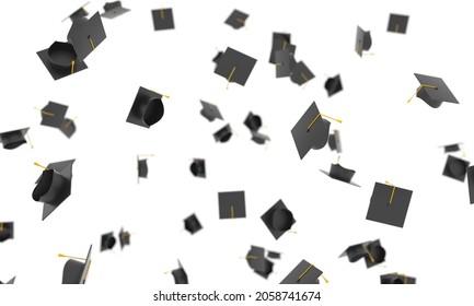 3d Render Floating Graduation Caps On Stock Illustration 2058741674 ...