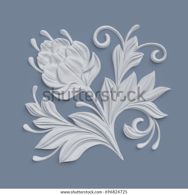 3d Render Floral Design Elements Abstract Stock Illustration 696824725 ...