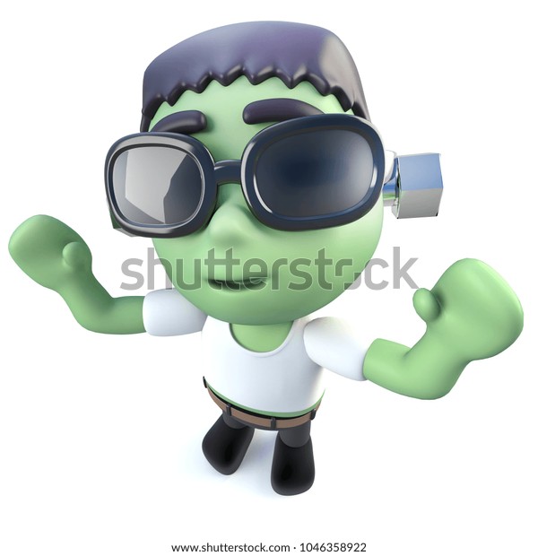 3d Render Funny Cartoon Frankenstein Halloween Stock Illustration ...