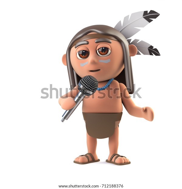 3d Render Funny Cartoon Native American: ภาพประกอบสต็อก 712188376 ...