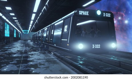 3d Render Futuristic Space Train Concept Stock Illustration 2002081190 ...