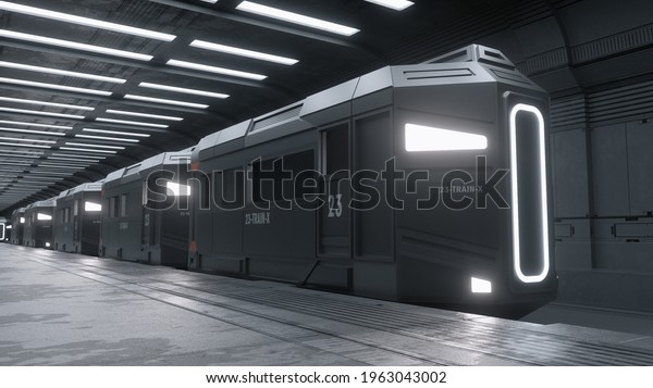 3d Render Futuristic Space Train Concept Stock Illustration 1963043002 ...