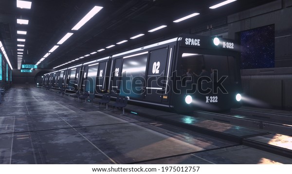 3d Render Futuristic Space Train Concept Stock Illustration 1975012757 ...