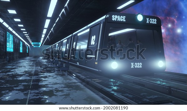 3d Render Futuristic Space Train Concept Stock Illustration 2002081190 ...