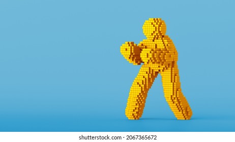 3d Render Geometric Pixel Man Cartoon Stock Illustration 2067365672 ...