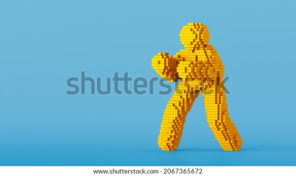 3d Render Geometric Pixel Man Cartoon Stock Illustration 2067365672 ...