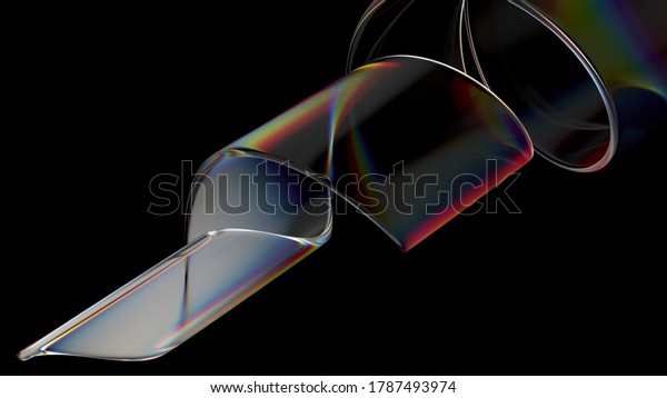 3d Render Glass Object Dispersion Iridescent Stock Illustration ...
