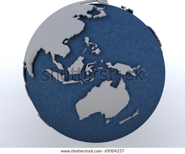 3d Render Globe Showing Asia Pacific Stock Illustration 69004237