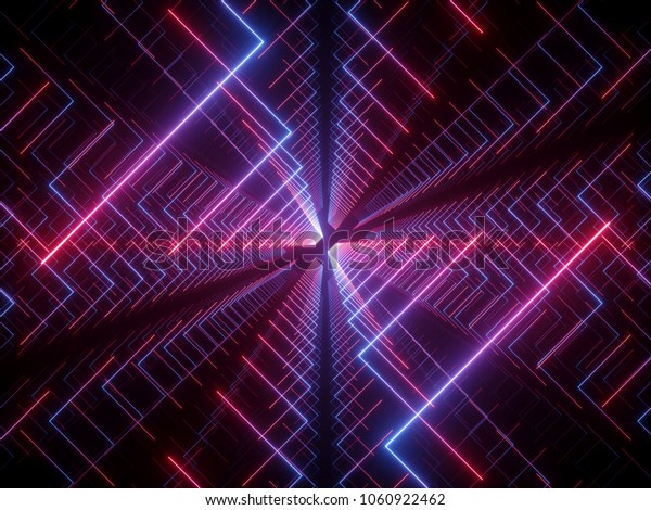 3d Render Glowing Lines Neon Lights Stock Illustration 1060922462 ...