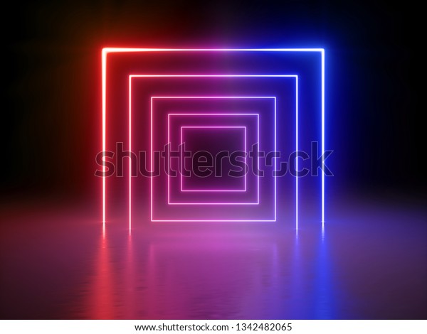 3d Render Glowing Lines Tunnel Neon Stock Illustration 1342482065 ...