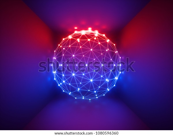 3d Render Glowing Sphere Network Connections 스톡 일러스트 1080596360 ...