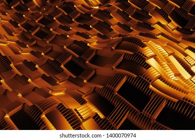 3d Render Gold Background Reflections Displacement 스톡 일러스트 1400070974 ...