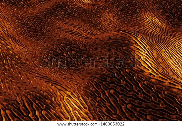 3d Render Gold Background Reflections Displacement Stock Illustration ...