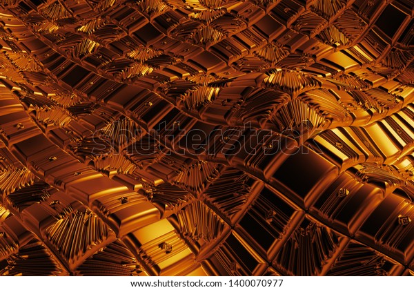3d Render Gold Background Reflections Displacement 스톡 일러스트 1400070977 ...