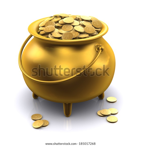 3d Render Gold Cauldron Full Gold Stock Illustration 185017268