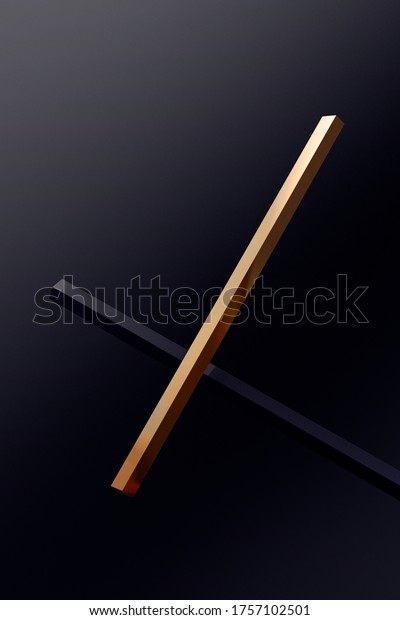 3d Render Gold Metal Rectangle Black Stock Illustration 1757102501 ...