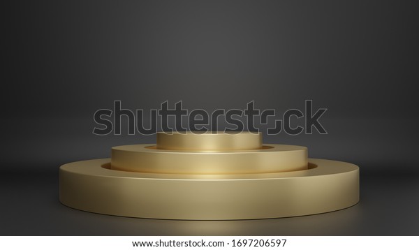 3d Render Gold Pedestal Steps Isolated Stock Illustration 1697206597