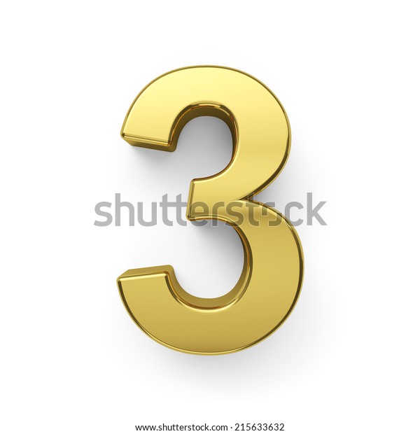 3d Render Golden Digit Three Symbol Stock Illustration 215633632 ...