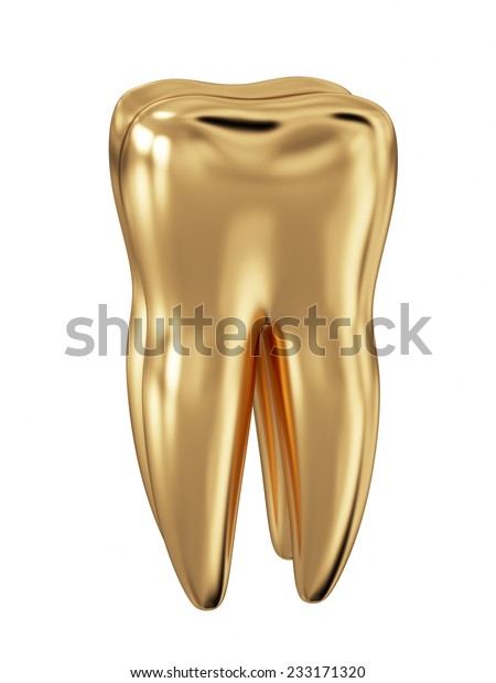 3d Render Golden Tooth Isolated On Stock Illustration 233171320