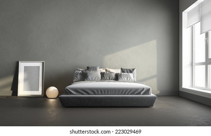 3d Render Gray Bedroom Stock Illustration 223029469 | Shutterstock