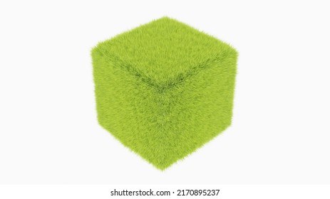 3d Render Green Grass On Cube Stock Illustration 2170895237 | Shutterstock