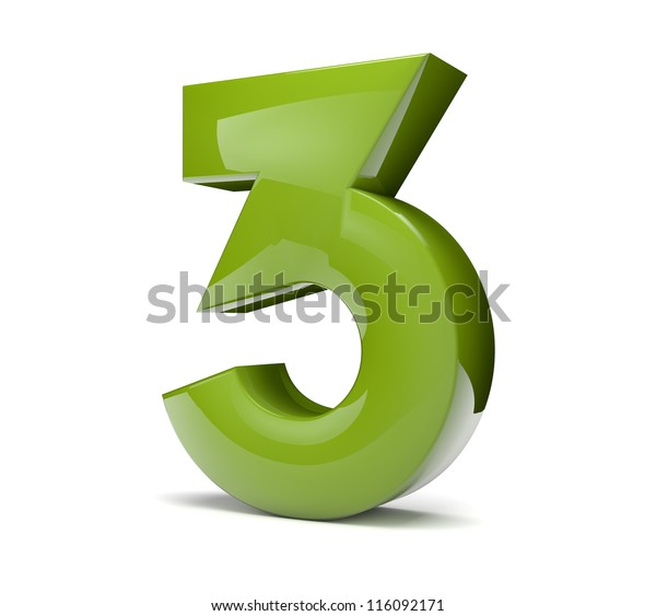 3d Render Green Number Three Stock Illustration 116092171