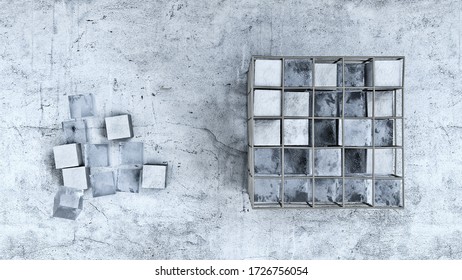 3d Render Grunge Cubes Wallpaper Stock Illustration 1726756054