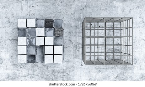 3d Render Grunge Cubes Wallpaper Stock Illustration 1726756069 ...