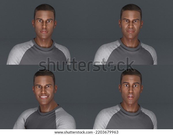 3d Render Headshots Portrait Young Black Stock Illustration 2203679963 ...