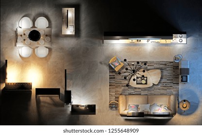 3d Render Home Plan Top View Stock Illustration 1255648909 | Shutterstock