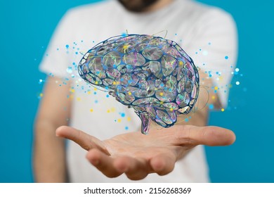 3d Render Human Brain Floating Being Stock Illustration 2156268369 ...