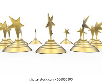 3d Render Illustration Multiple Golden Star: ilustración de stock ...