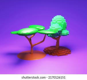 3d Render Illustration Tree Block Low Stock Illustration 2170126151 ...