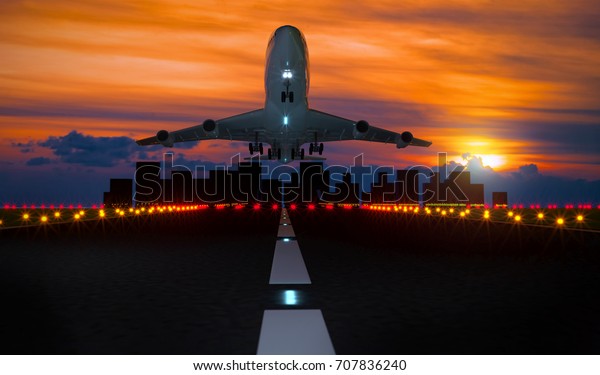 3d Render Image Airplane Taking Off Stock Illustration 707836240 ...