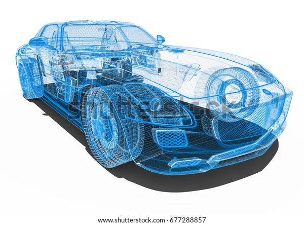 3d Render Image Representing Car Wire Stock Illustration 677288857