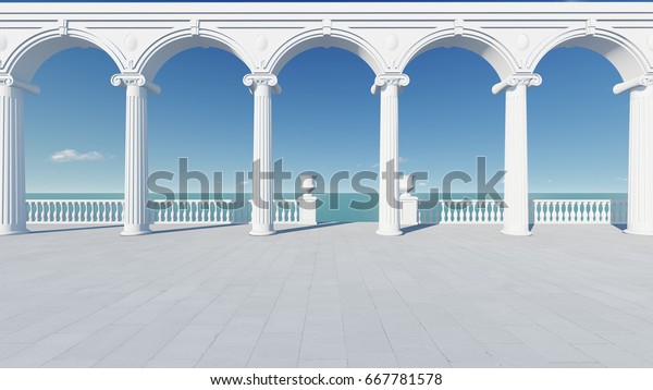 3d Render Imagine Ancient Roman Balcony Stock Illustration 667781578