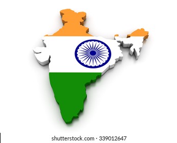 3d Render Indian Map Colors Flag Stock Illustration 339012647 ...