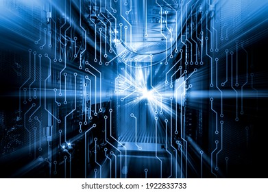 3d Render Inside Supercomputer Concept Computing Stock Illustration ...