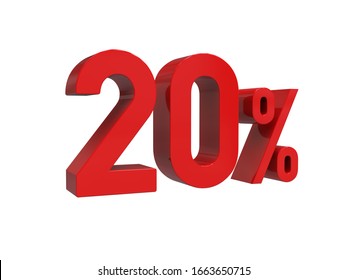 20 Red Twenty Percent On White Stock Illustration 1332680597