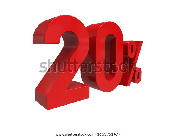 3d Render Isolated Red 20 Percent Stock Illustration 1663951477 ...
