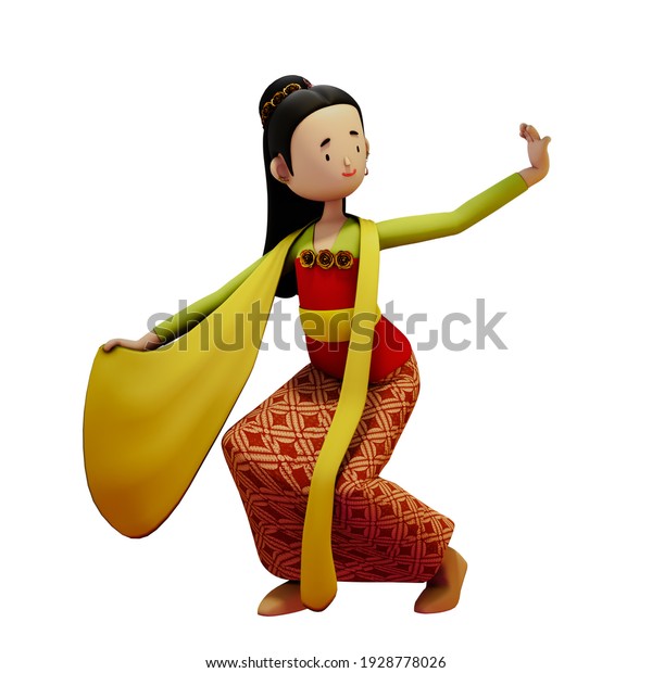 3d Render Jaipong Dance Indonesia Stock Illustration 1928778026 ...