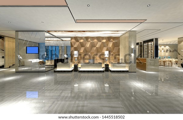 3d Render Lobby Interior Stock Illustration 1445518502 | Shutterstock
