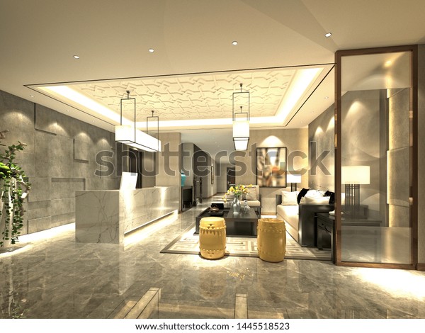 3d Render Lobby Interior Stock Illustration 1445518523 | Shutterstock