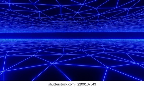 3d Render Low Poly Blue Wireframe Stock Illustration 2200107543 ...