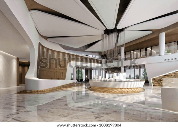 3d Render Luxury Hotel Interior Design Stock Illustration 1008199804